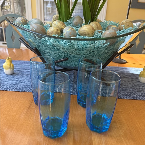 Dining | Set Of 4 Cristar Drinking Glasses Sky Blue Glass Tumbler 16 Oz ...